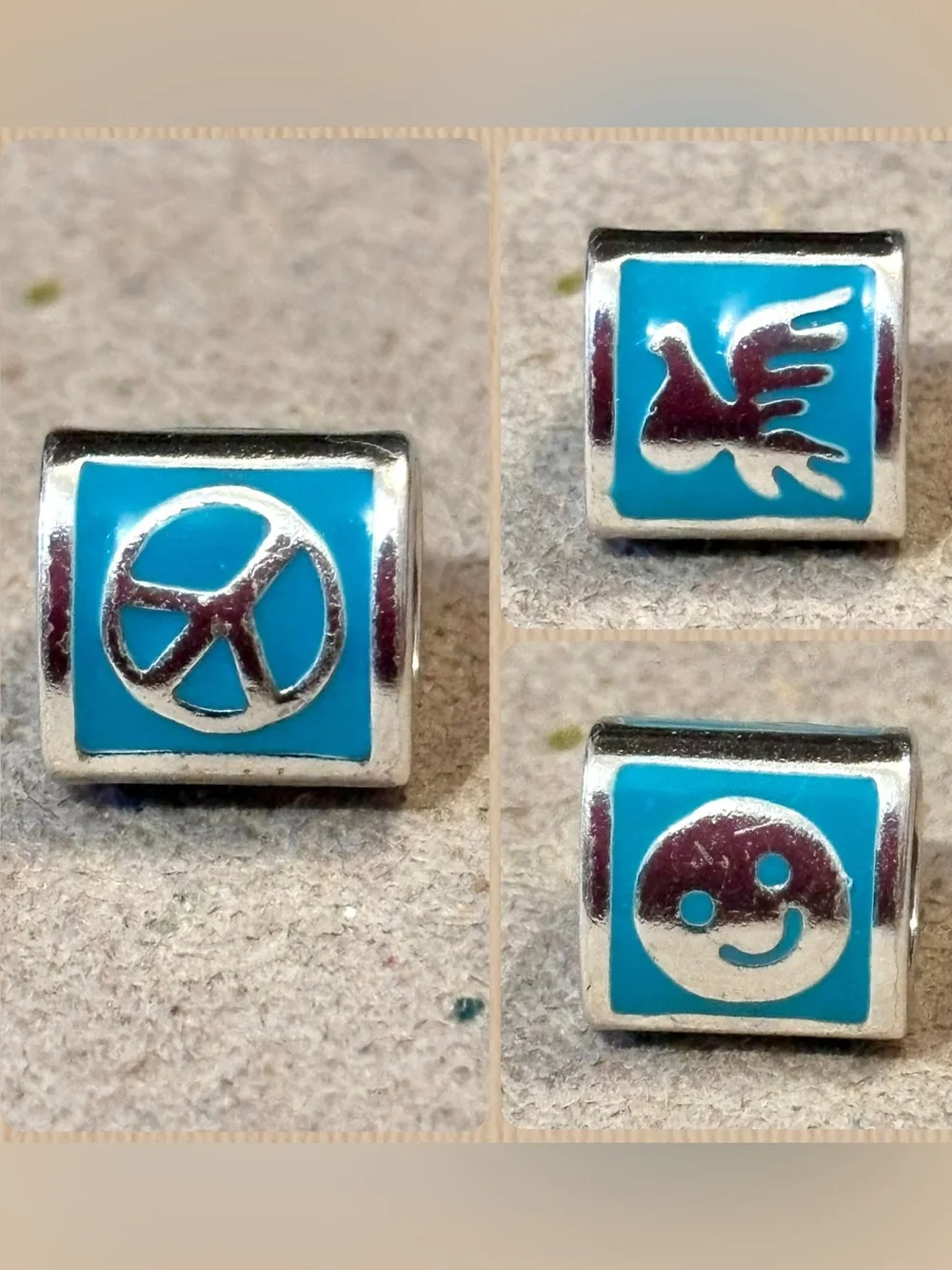 Brighton | Jewelry | Brighton Trillion 3sided Bead Aqua Enamel Peace ...